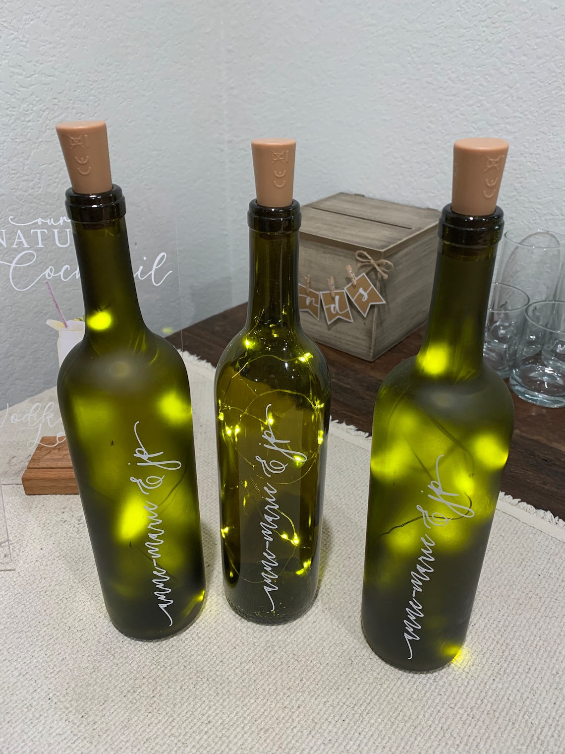 Personalized Fairy Light up Wine Bottle Wedding Customizable Name ...