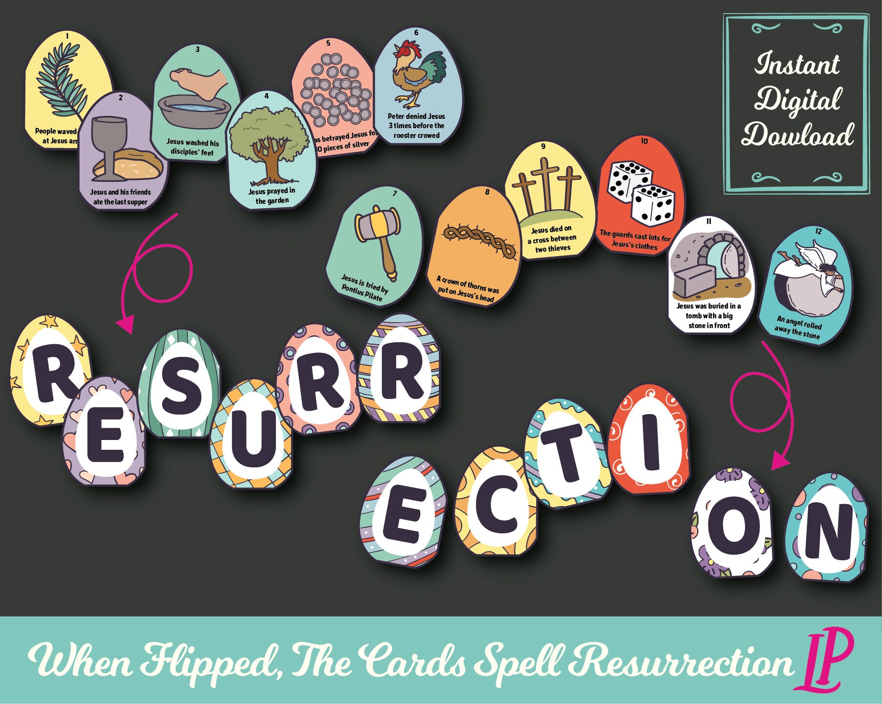 Easter Story Egg Hunt, Religious Easter Egg Hunt for Kids, Holy Week ...