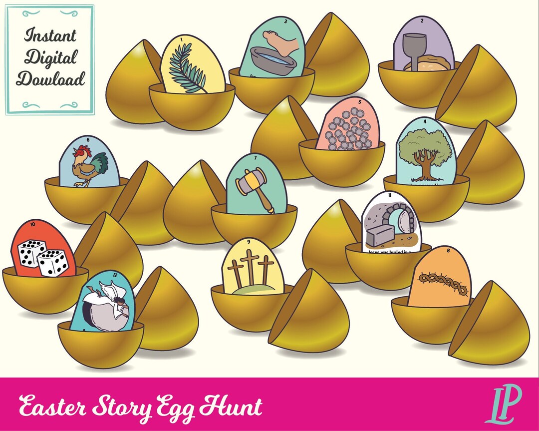 Easter Story Egg Hunt, Religious Easter Egg Hunt for Kids, Holy Week ...