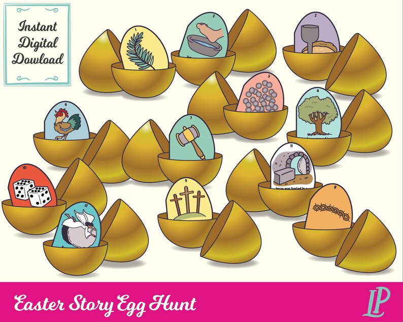 Easter Story Egg Hunt, Religious Easter Egg Hunt for Kids, Holy Week ...