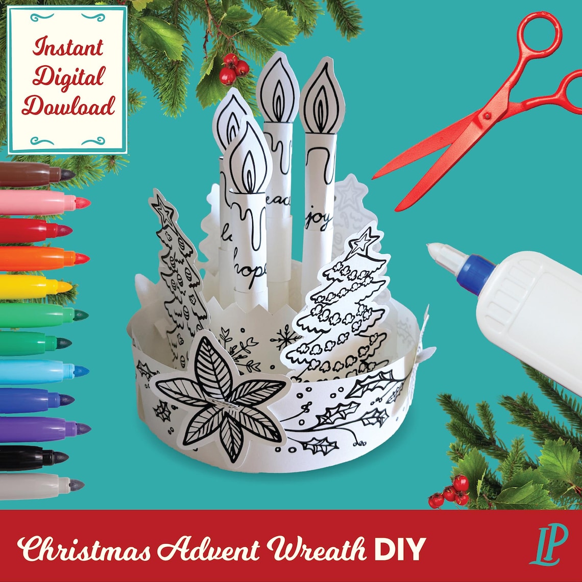 DIY Christmas Advent Wreath Paper Craft | Weekly Countdown | Advent ...