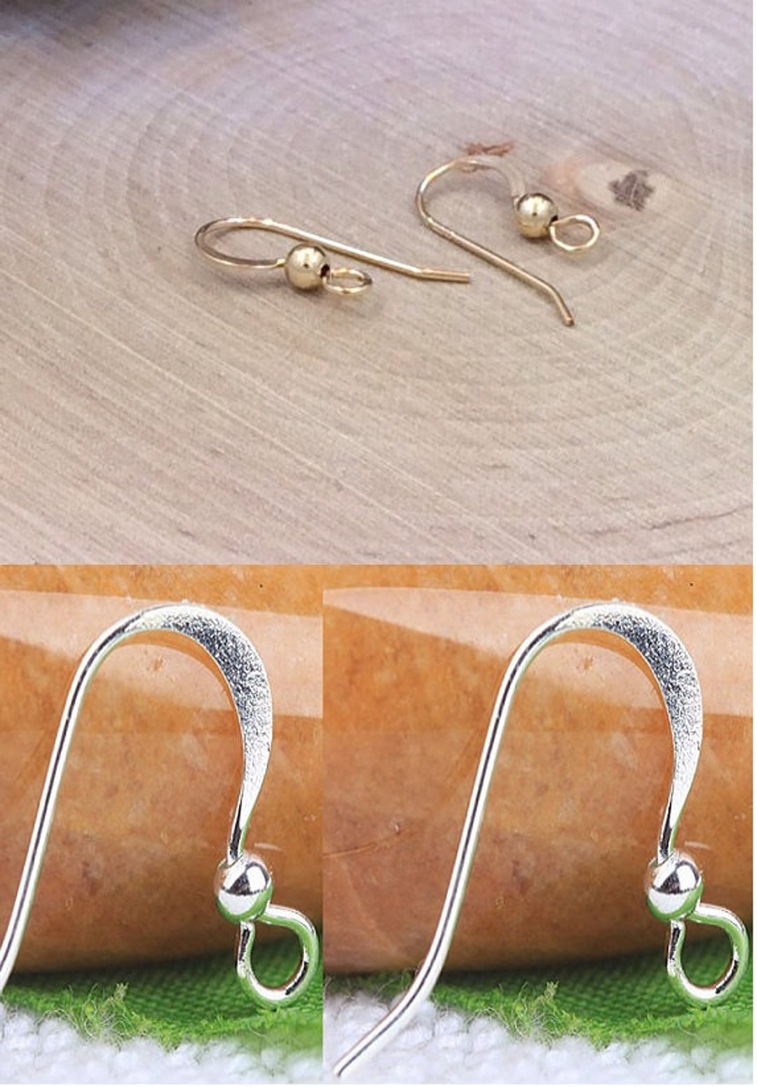 French Ear Wire Hook Fancy Gold or Silver Plated 12x14mm there is No ...