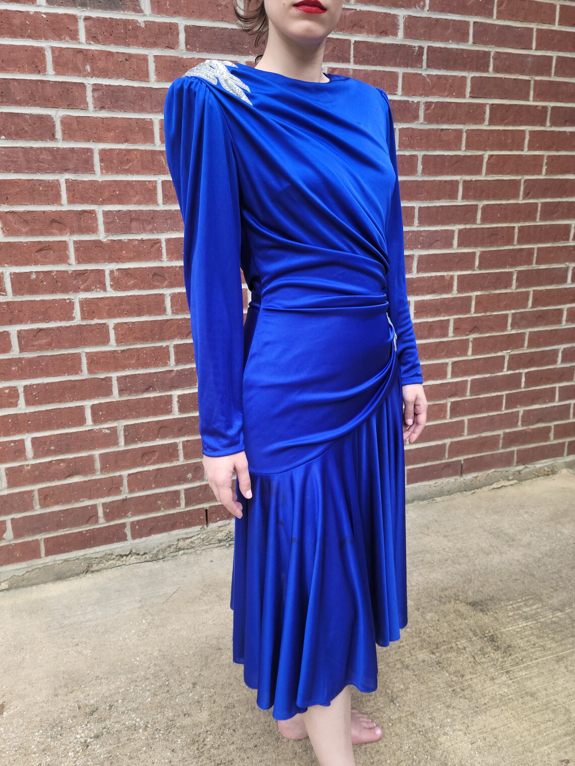 Abby Kent Royal Blue Princess Diana Miss America Draped Pleated Vintage ...