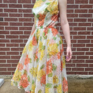 Emma Domb California Yellow and Orange Floral A-line Flowy Bow Strap ...