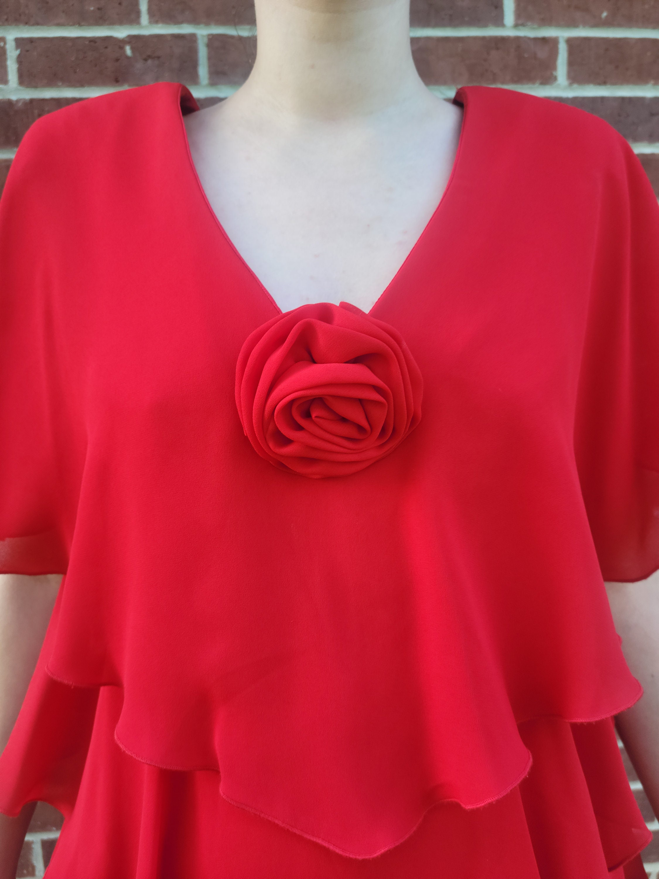 Lori Max New York Red Rosette Ruffle Tiered Flamenco Dancing Dress - Etsy