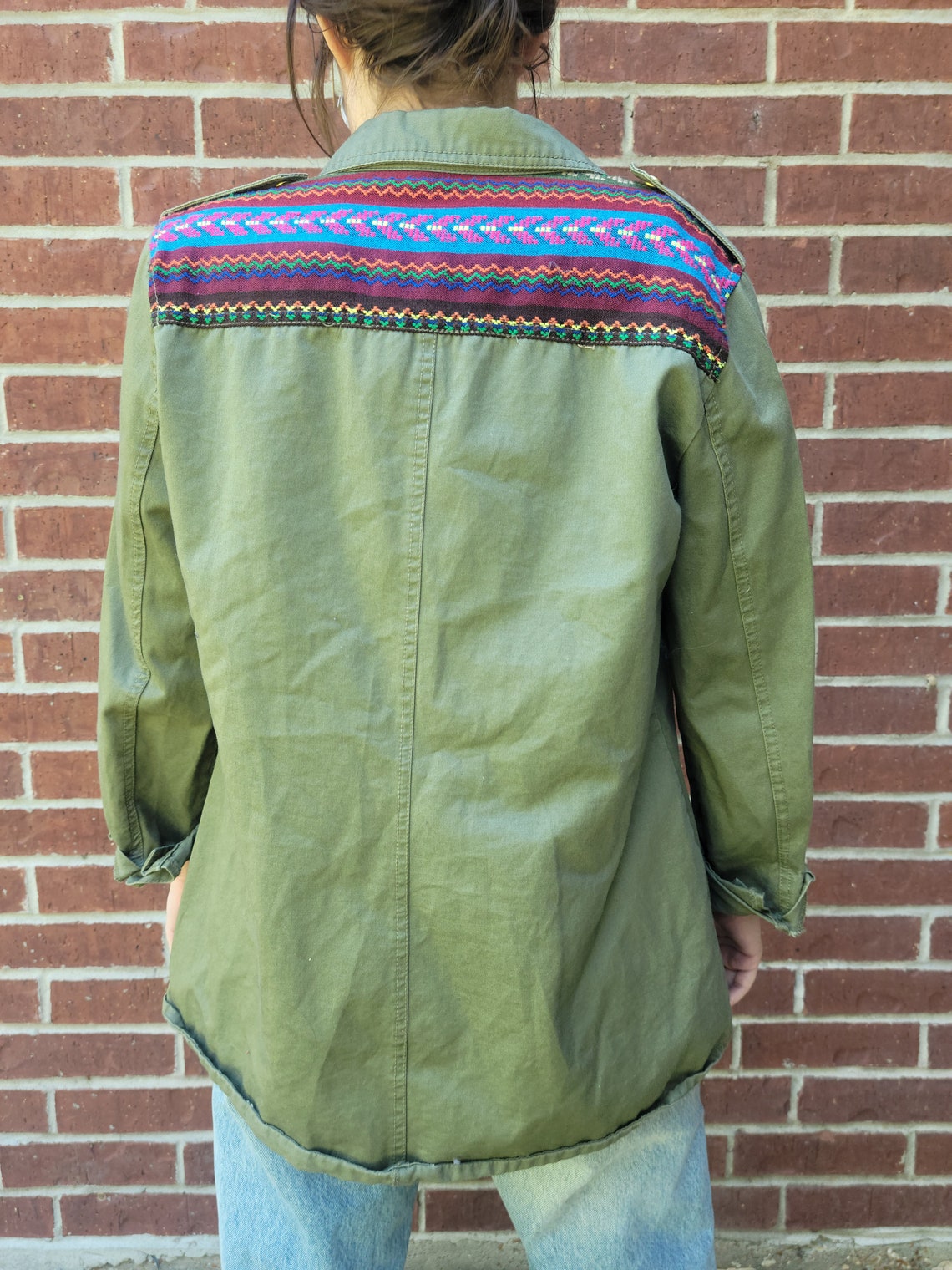 Talitha Paris Hunter Green Aztec Pattern Embroidered Colorful Utility ...