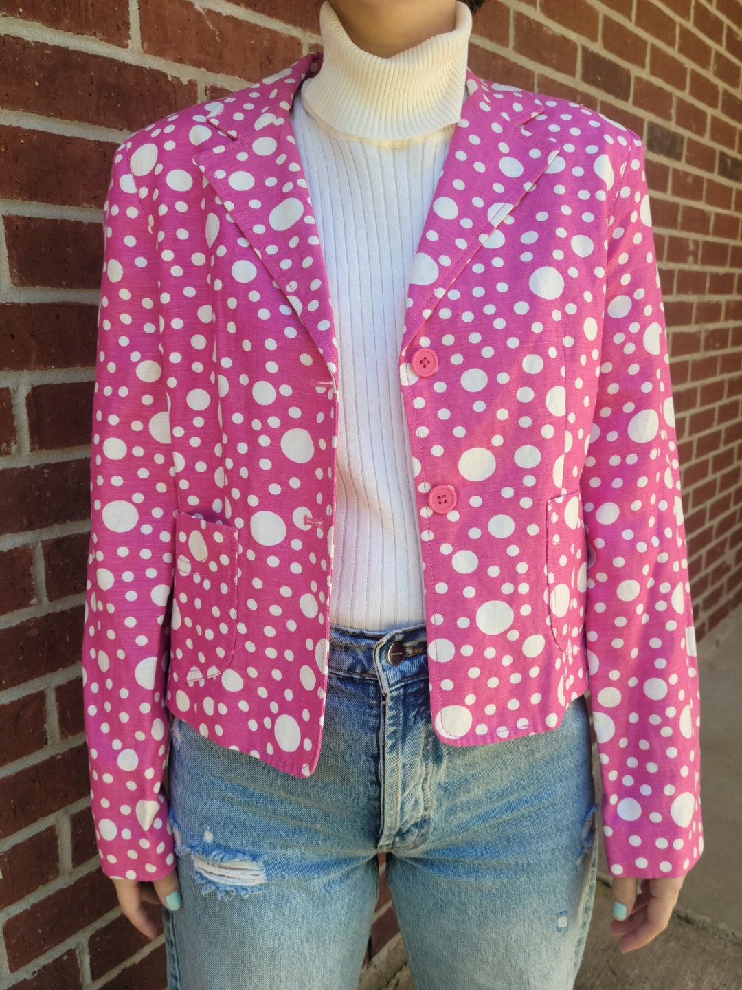 Pink Polka Dot Mod Barbie Aesthetic Larry Levine Vintage Blazer - Etsy