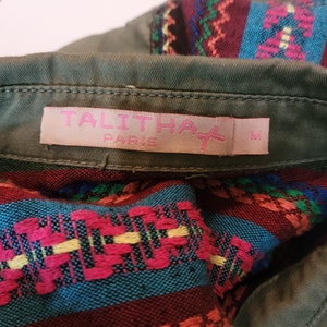 Talitha Paris Hunter Green Aztec Pattern Embroidered Colorful Utility ...