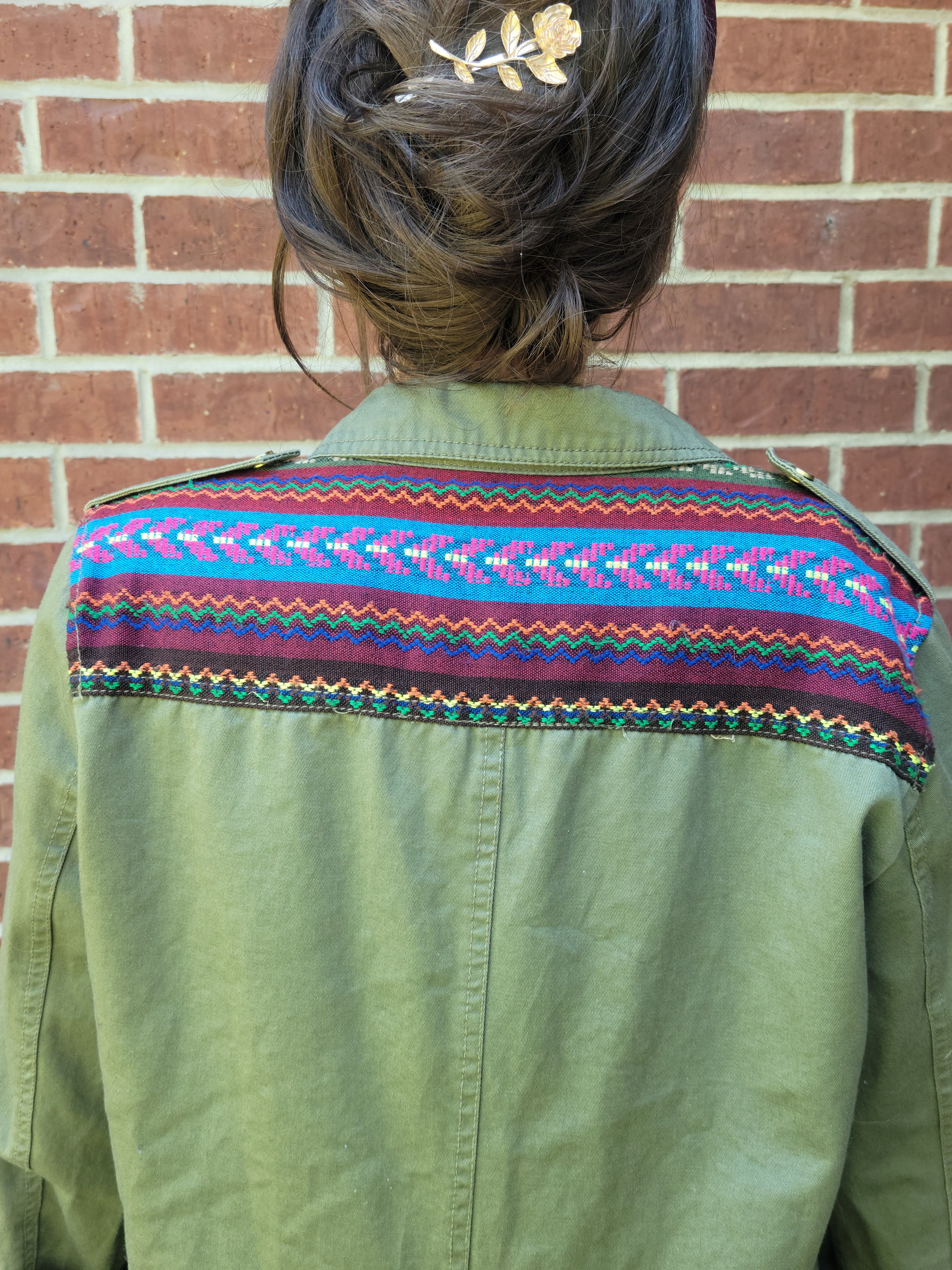 Talitha Paris Hunter Green Aztec Pattern Embroidered Colorful Utility ...