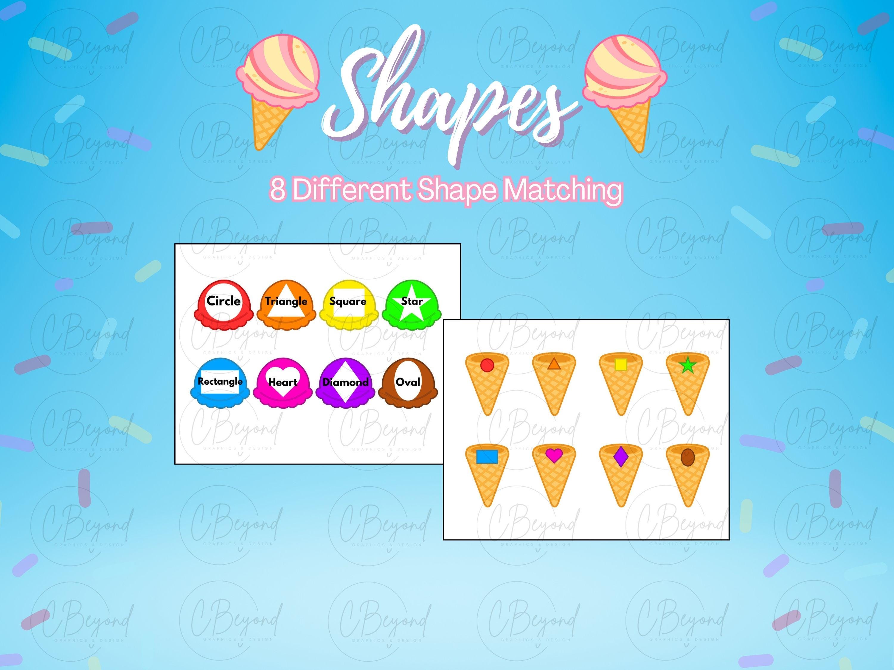 Ice Cream Cone Match Game – Alphabet, Numbers, Shapes & Colors Activity ...