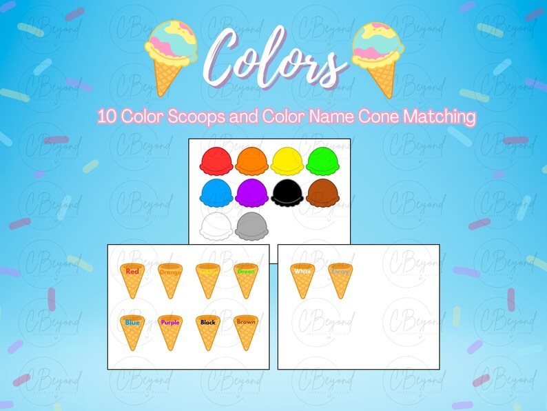 Ice Cream Cone Match Game – Alphabet, Numbers, Shapes & Colors Activity ...