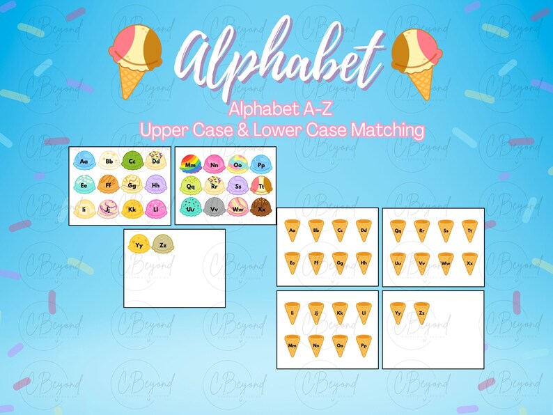 Ice Cream Cone Match Game – Alphabet, Numbers, Shapes & Colors Activity ...