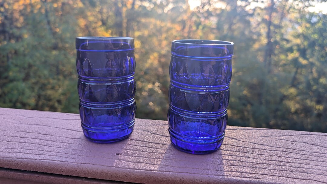 Vintage Francesinho Brazil Cobalt Blue Glass Tumblers - Etsy