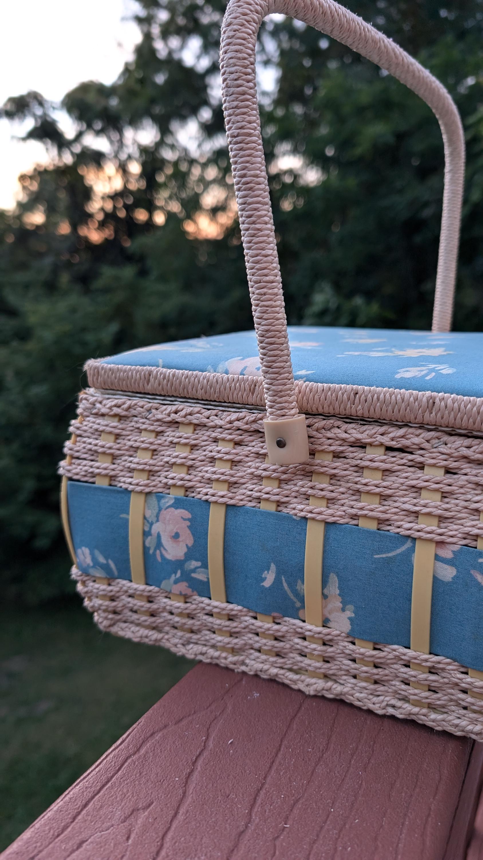 Vintage Wicker Sewing Basket - Etsy