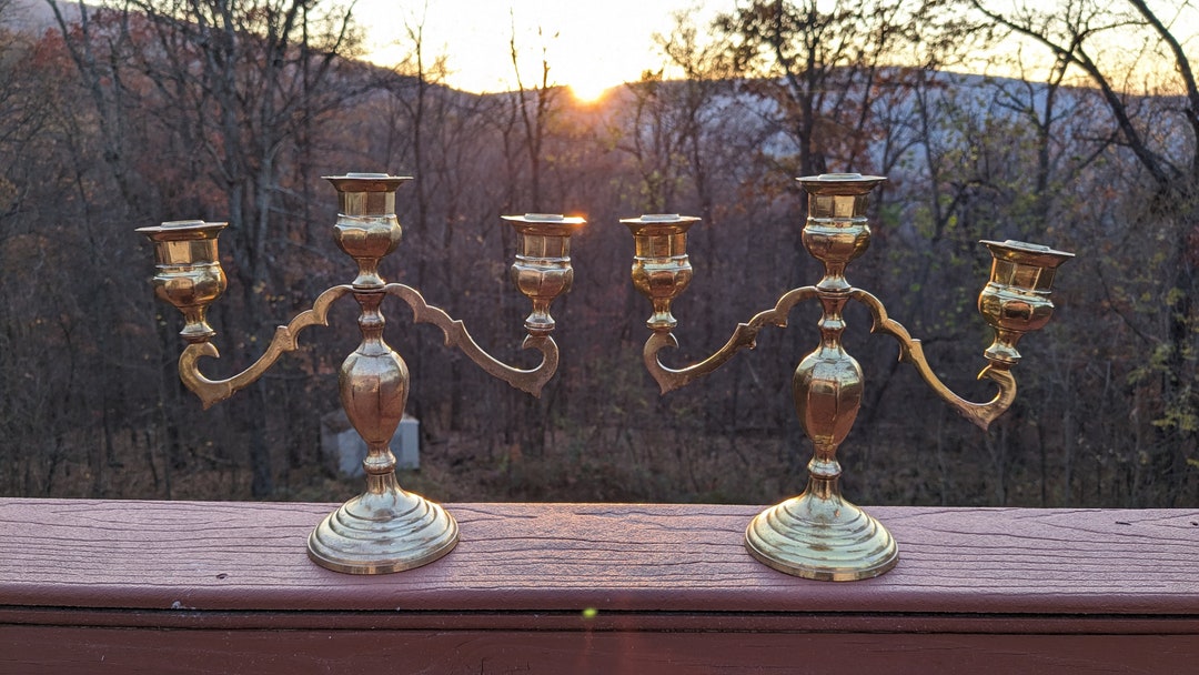 Vintage 3 Arm Brass Candelabras Set of 2 PWF Brass - Etsy