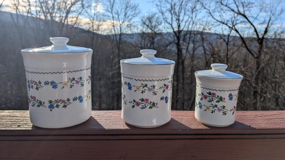 English Garden Canisters/ Jars Set of 3 - Etsy
