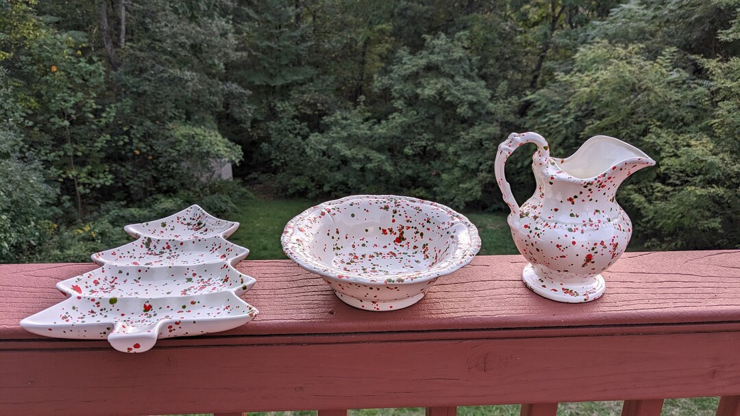 Mid Century Modern Hand Painted Splatter Set - Etsy