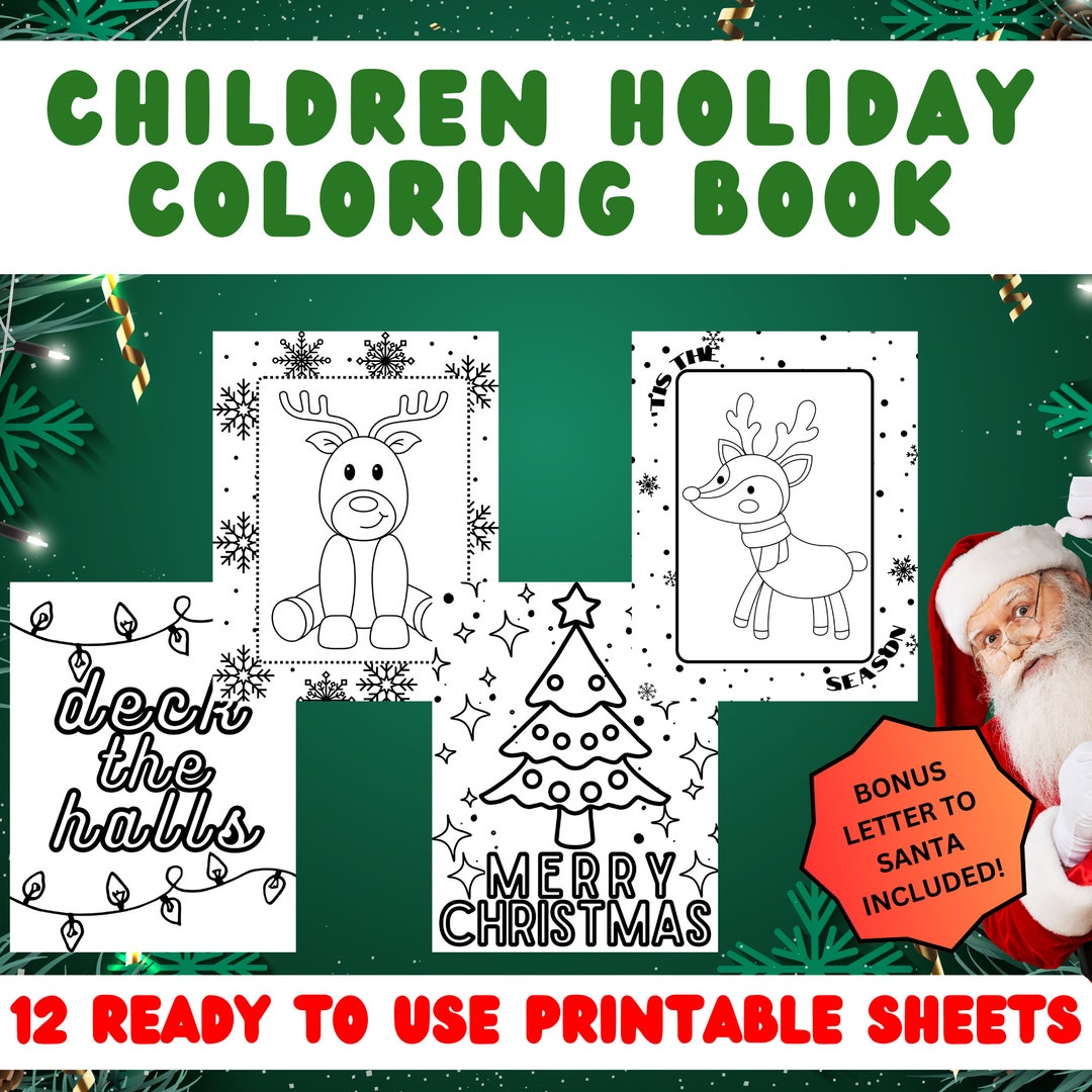 Children Christmas Coloring Book, Digital Print Christmas, Classroom ...
