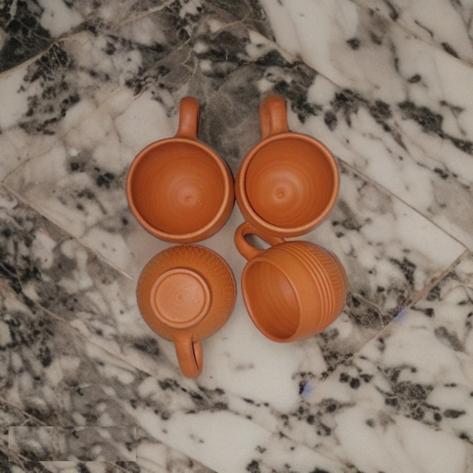 Terracotta Unglazed Clay Cup Coffee Mugs Set Clay Tea Cups for Drinking ...