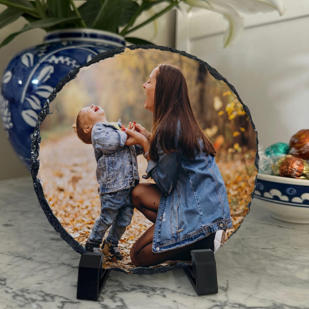 Personalized Mother Daughter Photo Slate, Custom Mom Gift, Rustic Stone ...