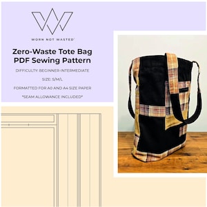 PDF Sewing Pattern Zero-waste Tote Bag 3 Sizes - Etsy
