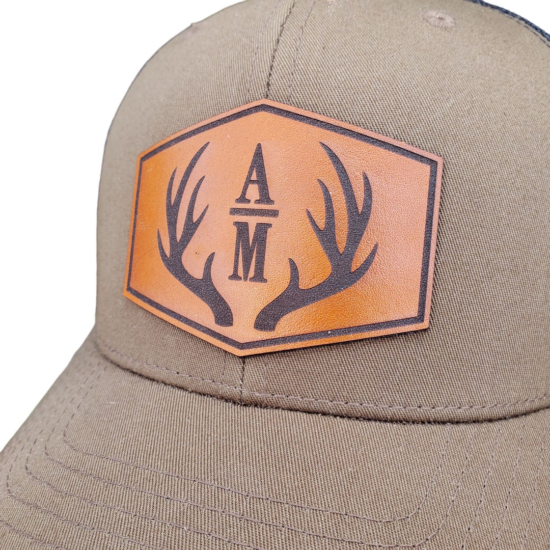 Wedding Couple Leather Patch Hat - Antler Design Leather Patch Hat ...