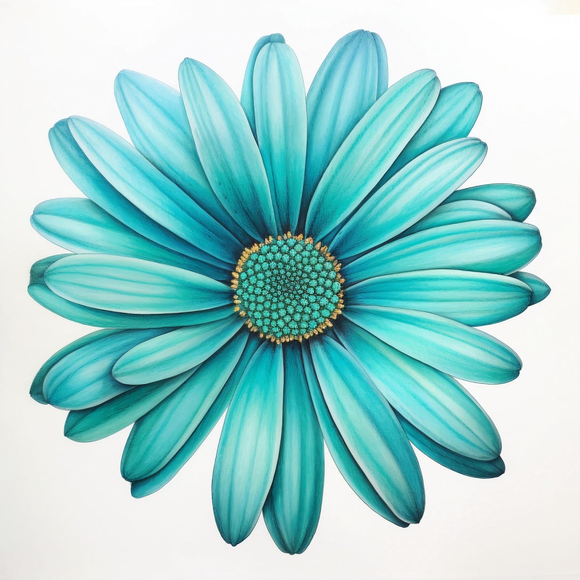 Teal Flower Clipart - 5 High Quality Jpgs - Digital Downloads - Card ...