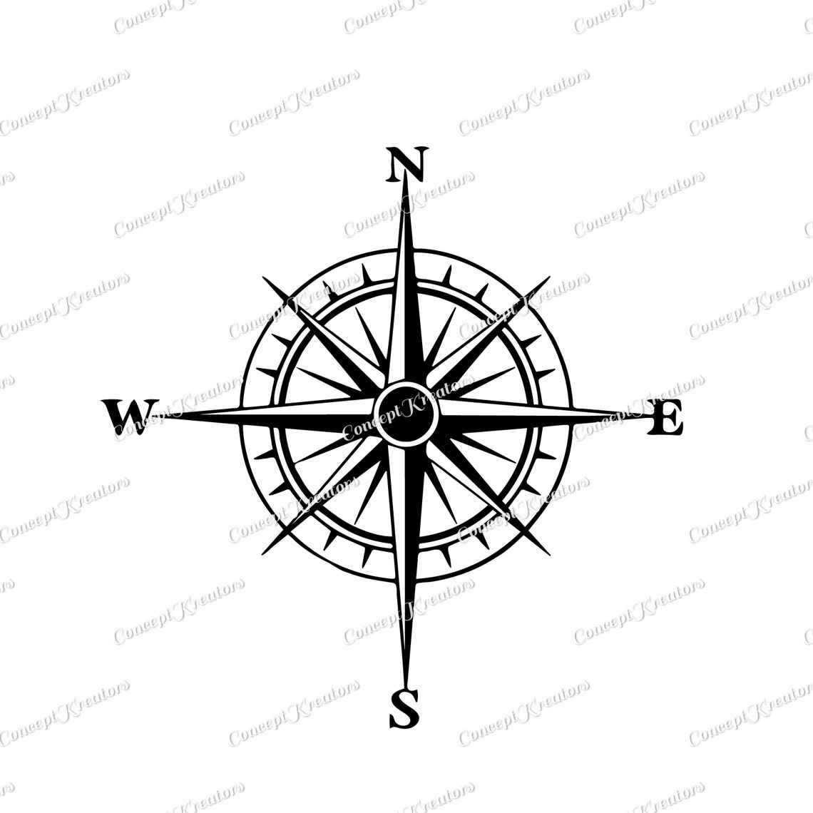 Instant Download Compass Vector Compass Star Svg Nautical Compass Dxf ...
