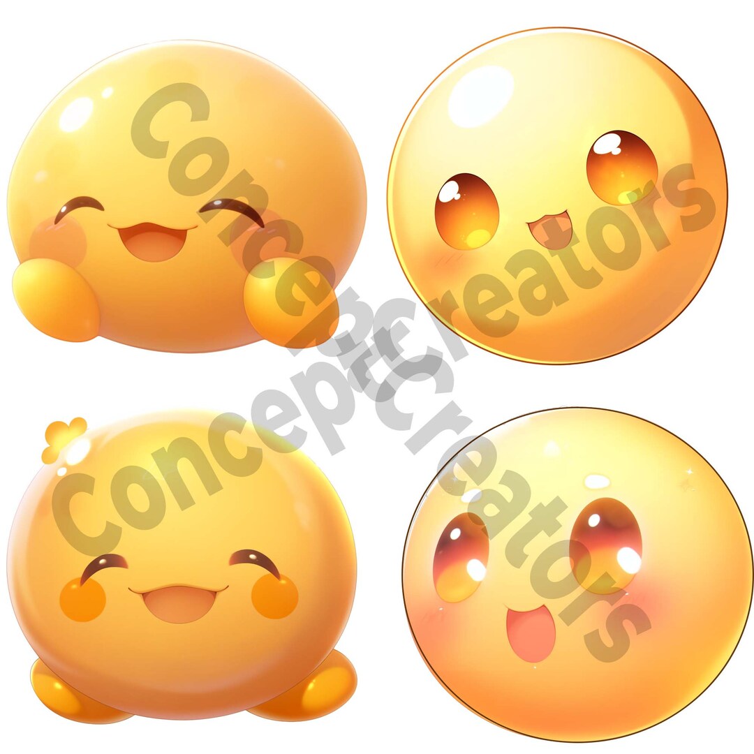 Happy Emoji Digital Collection - 4 PSD & PNG Designs for Versatile Web ...