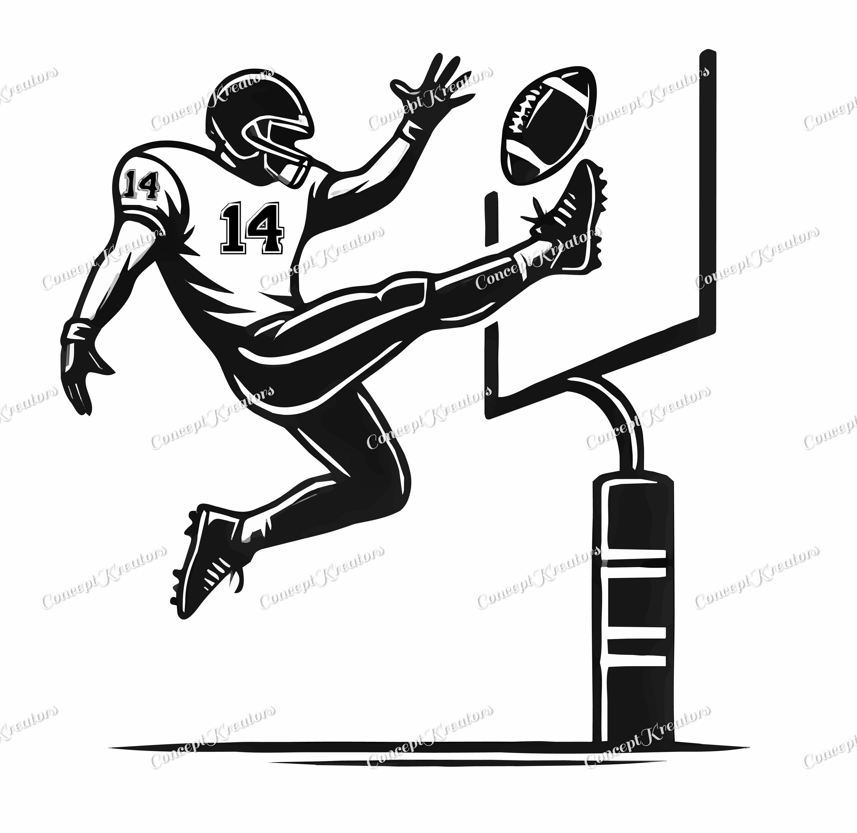 Football Player Kicking Field Goal Silhouette | Sports Vector Art ...