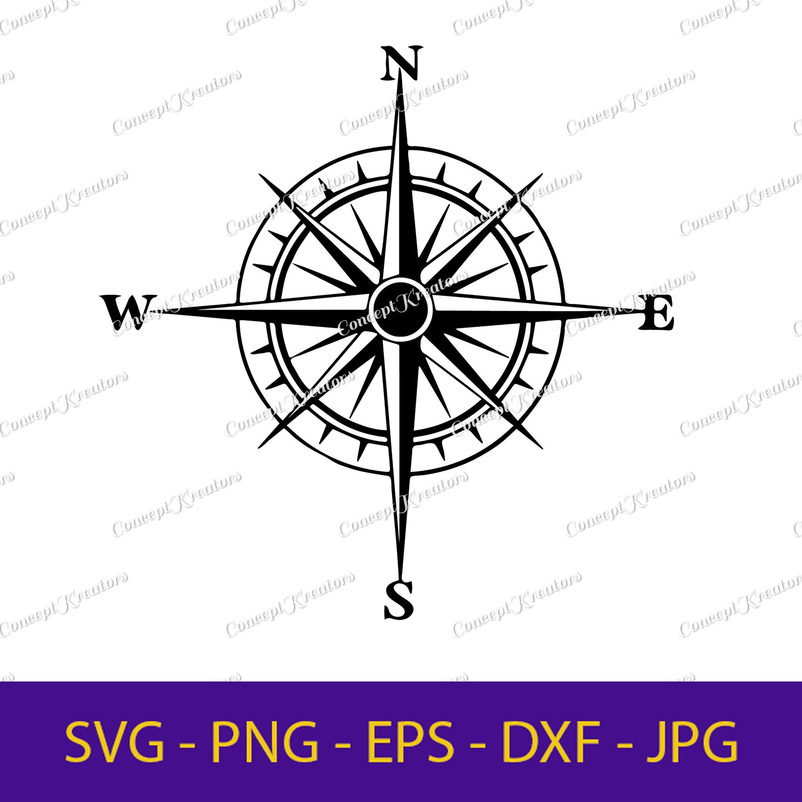 Instant Download Compass Vector Compass Star Svg Nautical Compass Dxf ...