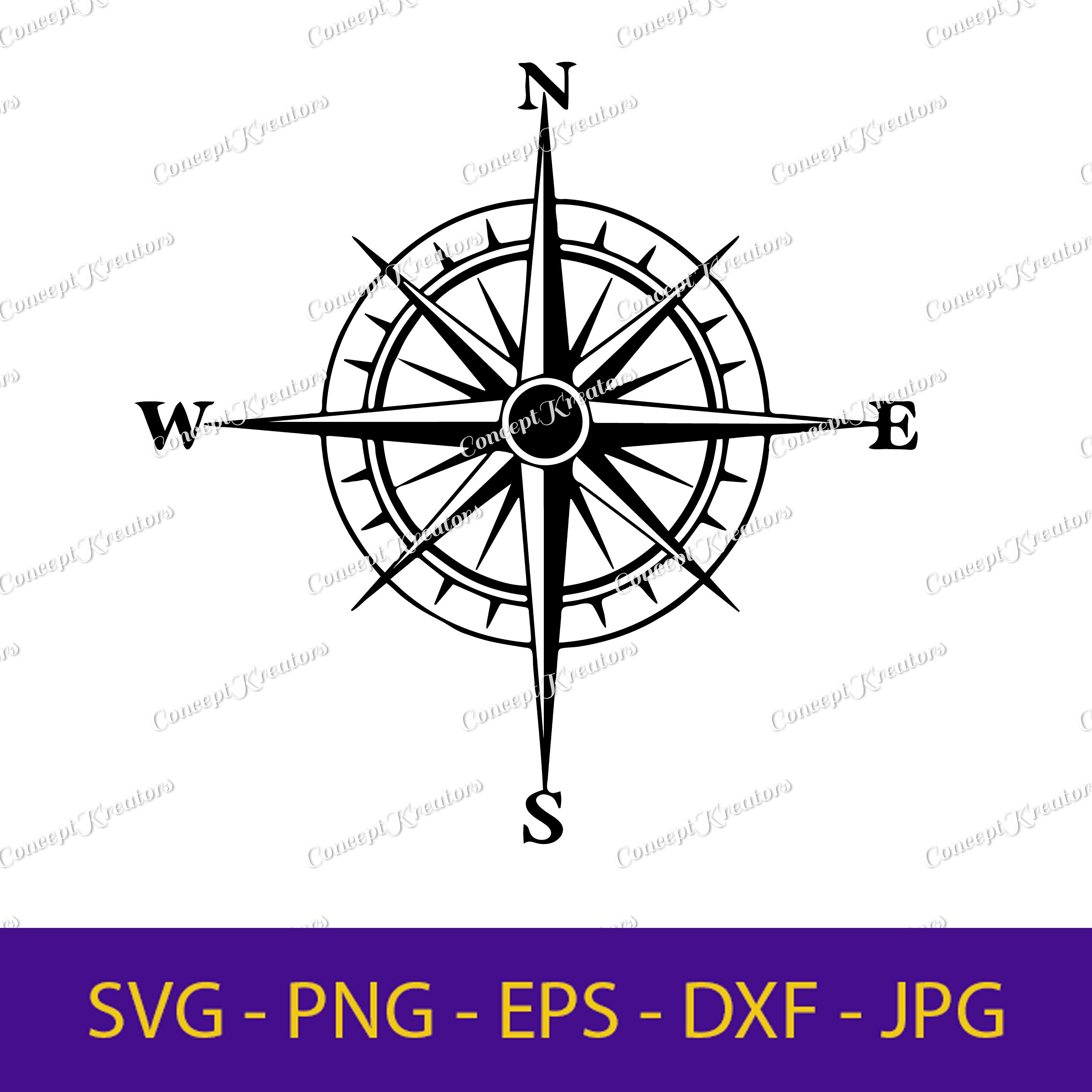 Instant Download Compass Vector Compass Star Svg Nautical Compass Dxf ...