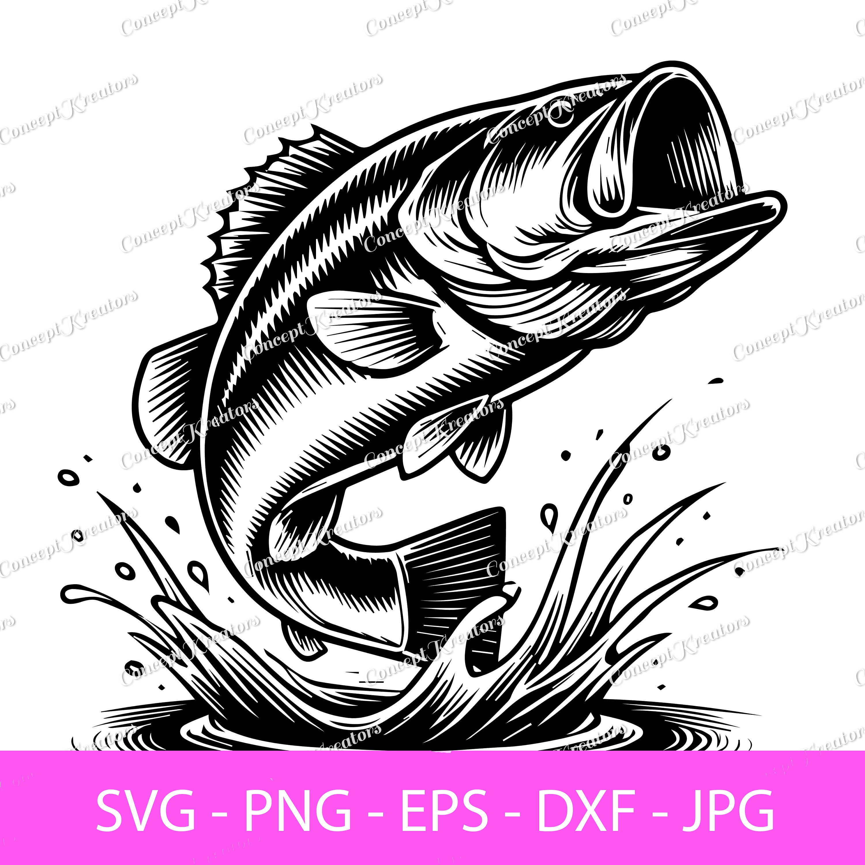 Jumping Bass Vector Clipart Vector Illustration Of A Jumping Fish PNG