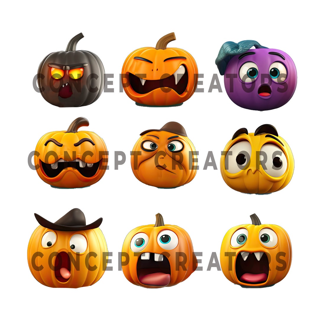 Halloween Pumpkin EMOJIS | 9 Unique Pngs | Twitch Emotes | Discord ...