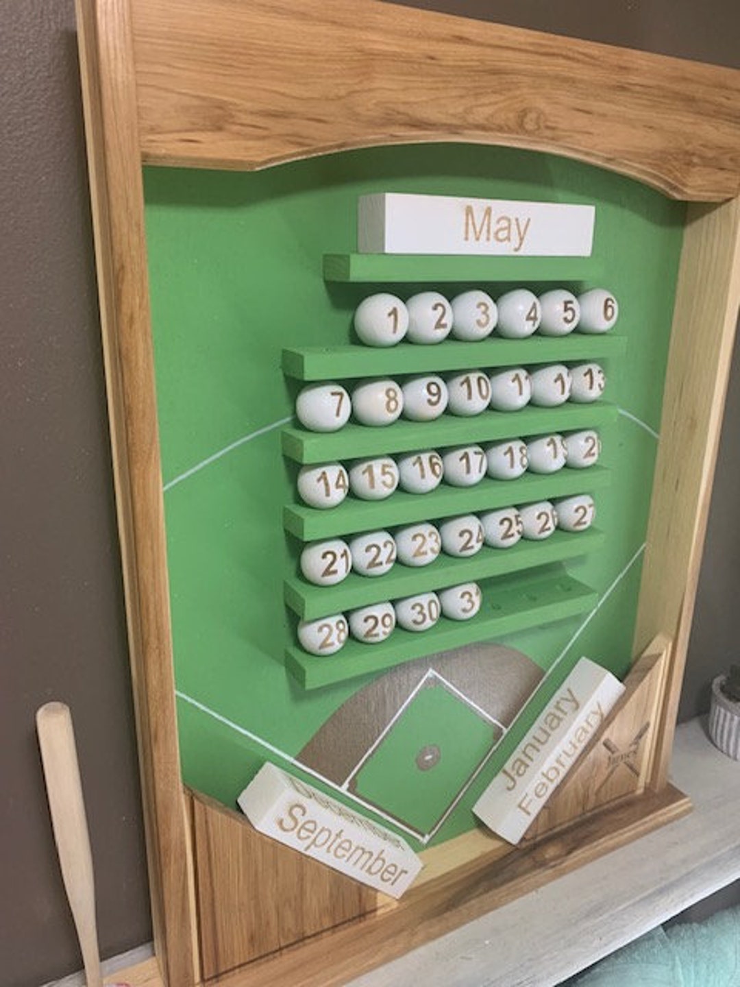 Baseball Themed Perpetual Wood Calendar - Etsy
