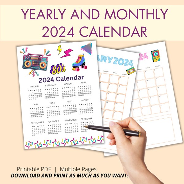 1980s Calendar - Etsy