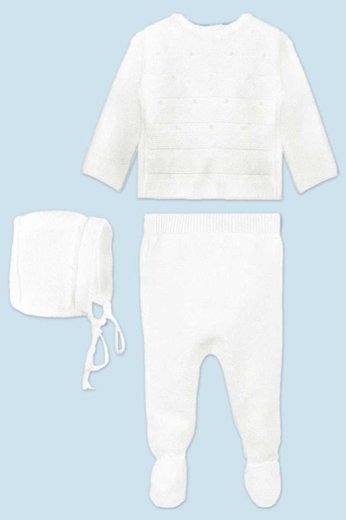 Christening Baptism Elegant White 3 Pc Bris Outfit With Bonnet ...