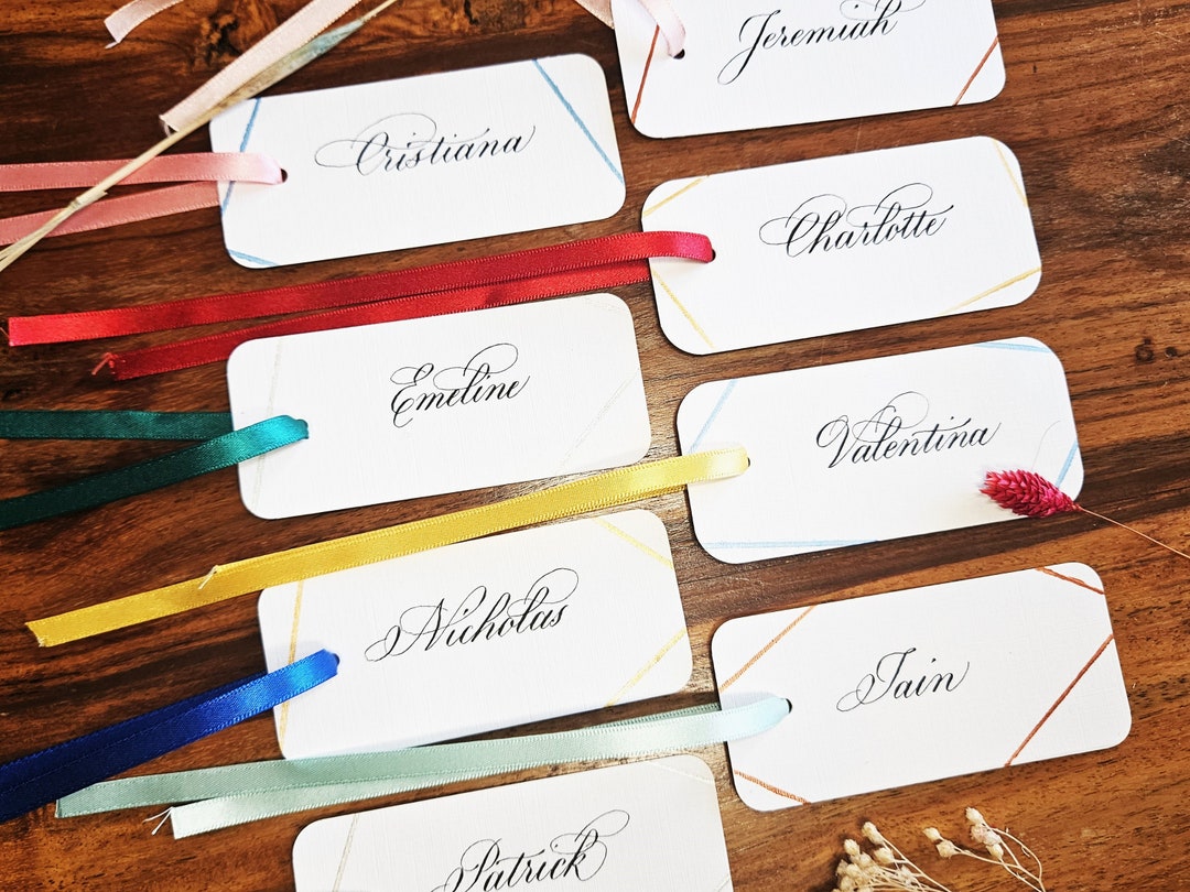Handwritten Calligraphy Gift Tags: Metallic Geometric Design, Pack of 6 ...