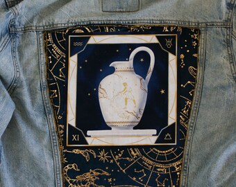 Custom Denim Jacket Zodiac Aries - Etsy