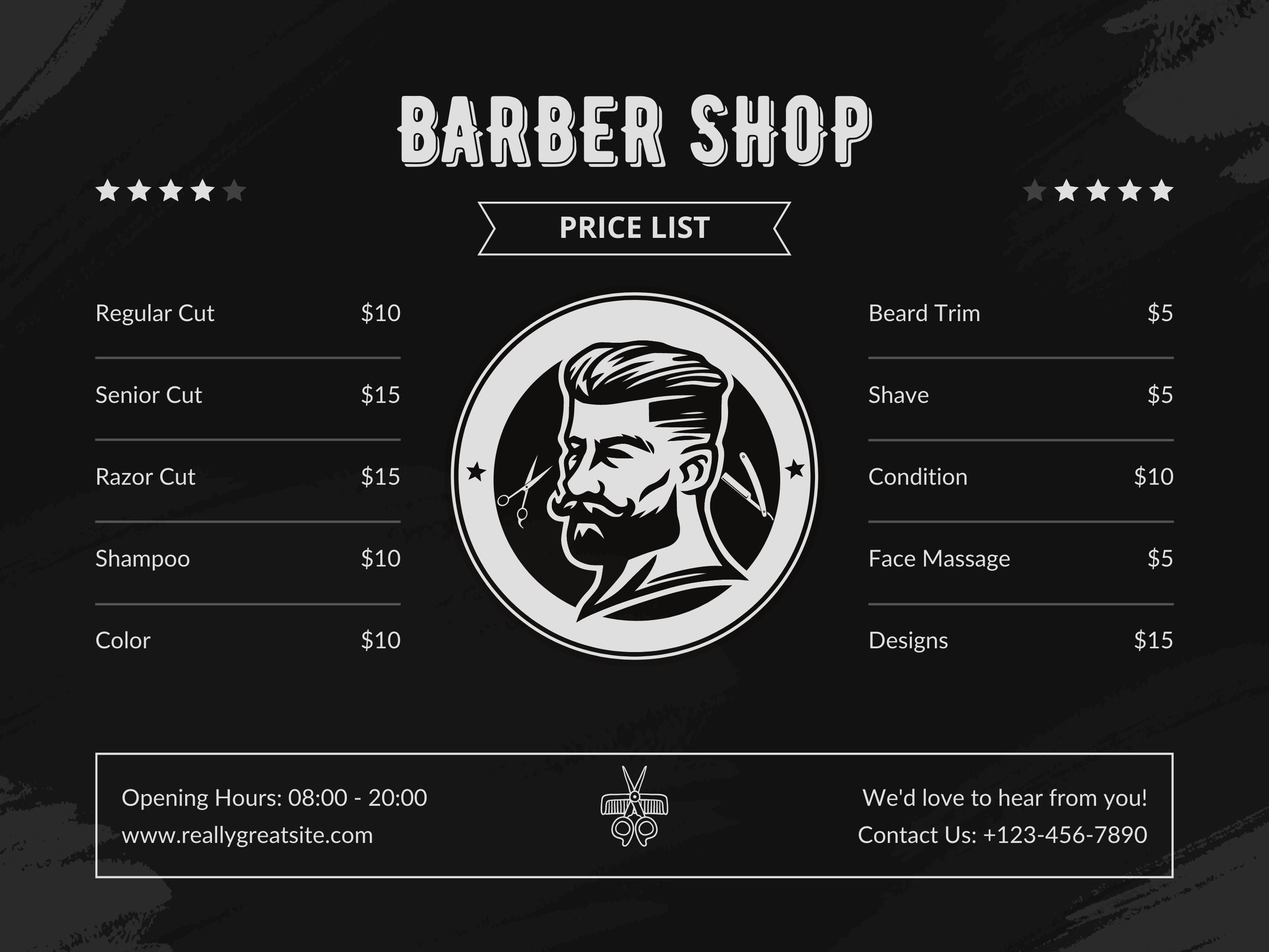 Barber Shop Price List/ Barber Shop/ Template / Printable/editable ...