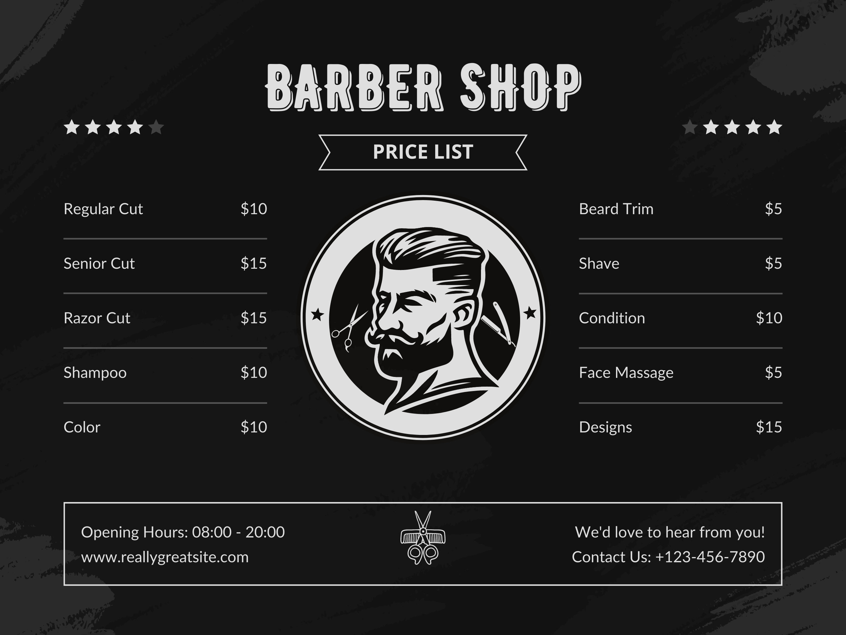 Barber Shop Price List/ Barber Shop/ Template / Printable/editable Barber Shop Price List ...