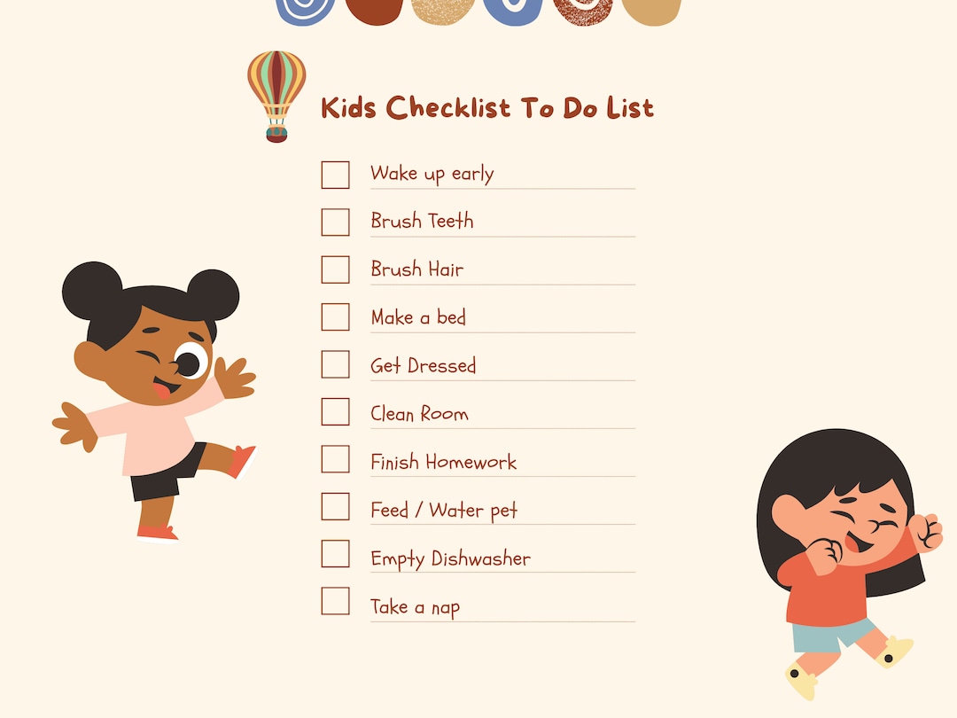 Kids Checklist /to Do/todolist/planning/kids/checklist/printable ...