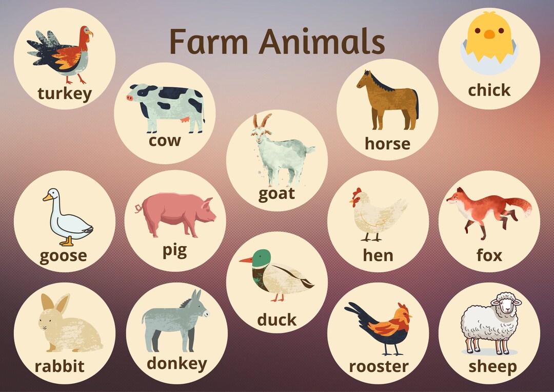 Farm Animals/farm/home Schooling/animals/learning/printable ...