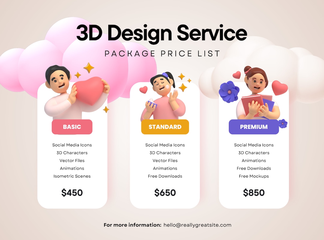 3D Design Price List/design/designer Price List/printable/3d Design ...