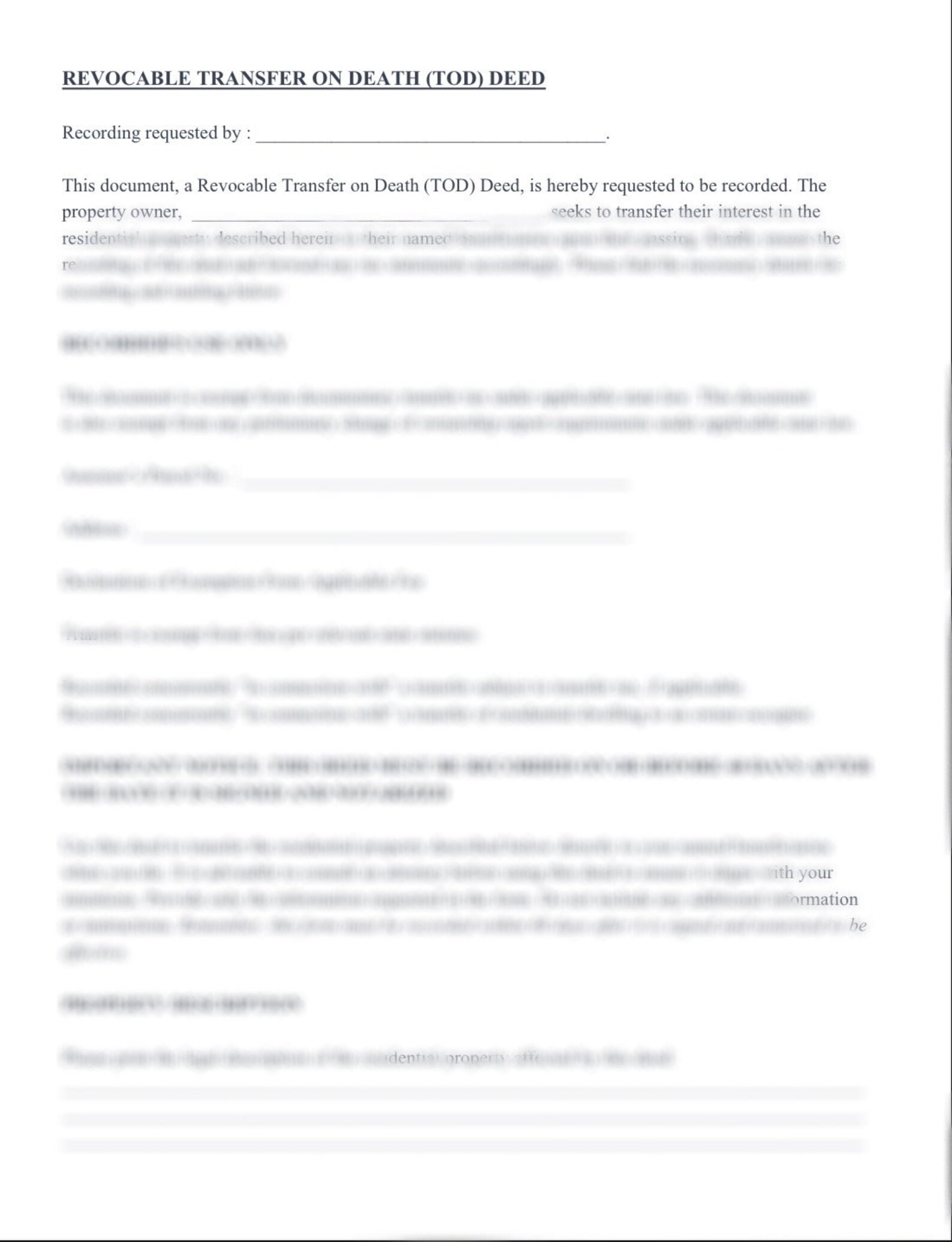 Transfer on Death (TOD) Template - Etsy