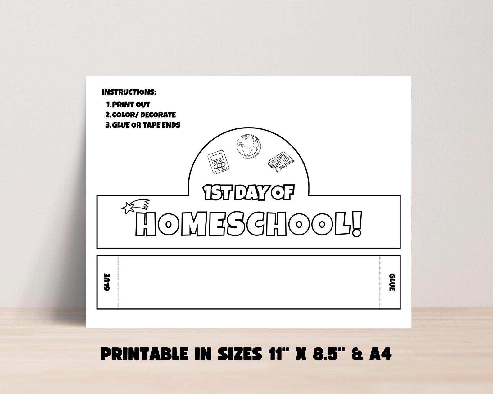 First Day of Homeschool Crown, Printable Coloring Hat for Kids, 1st Day ...