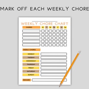 Editable Weekly Chore Chart for Kids & Adults | Printable Routine ...