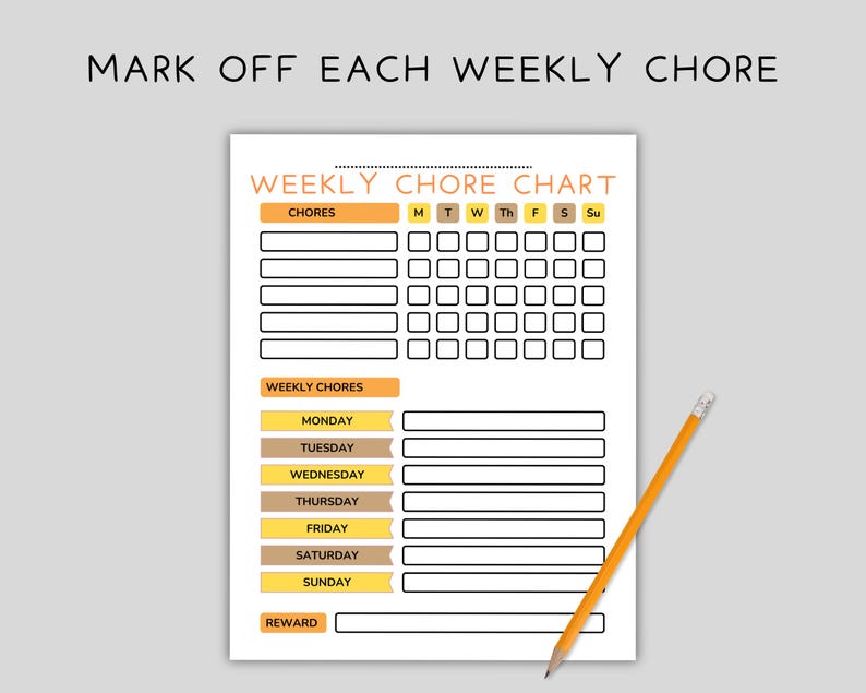 Editable Weekly Chore Chart for Kids & Adults | Printable Routine ...