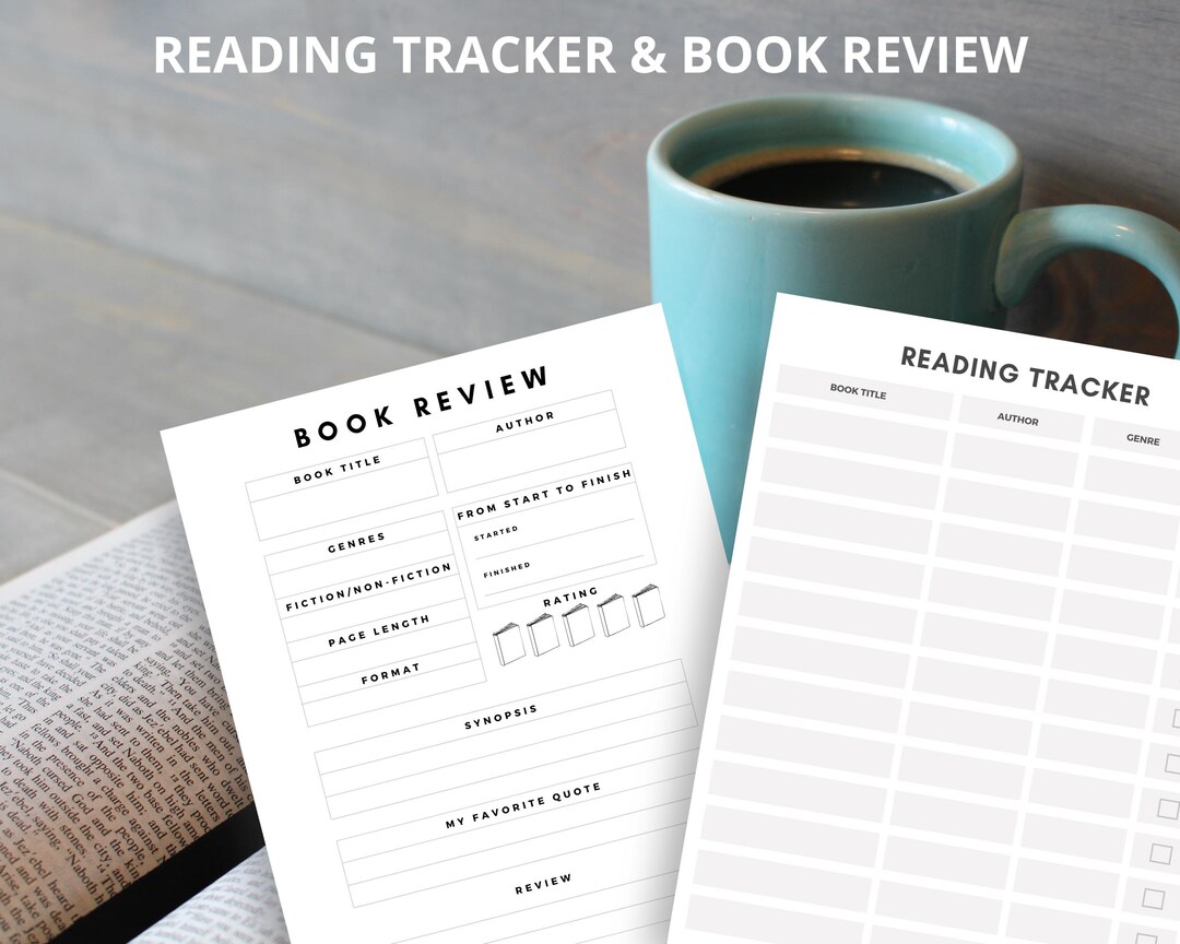 Book Review Journal Reading Tracker Printable Design Log Digital ...