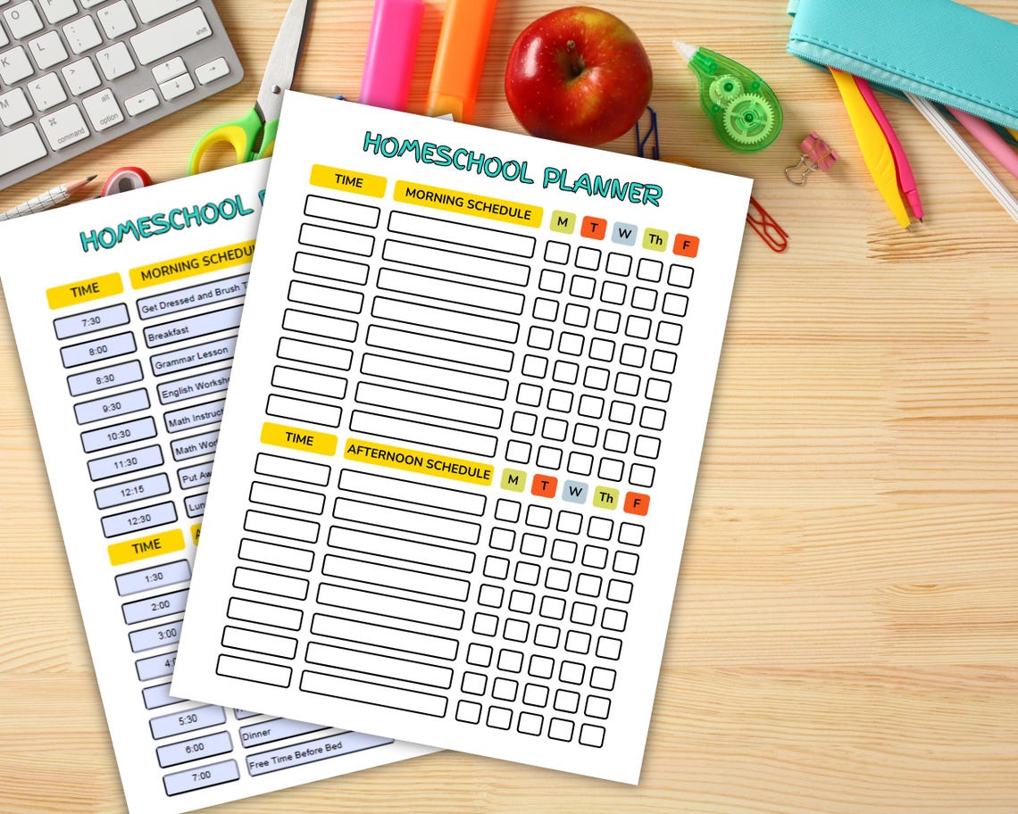 Homeschool Weekly Planner Printable Template Student Schedule Morning ...